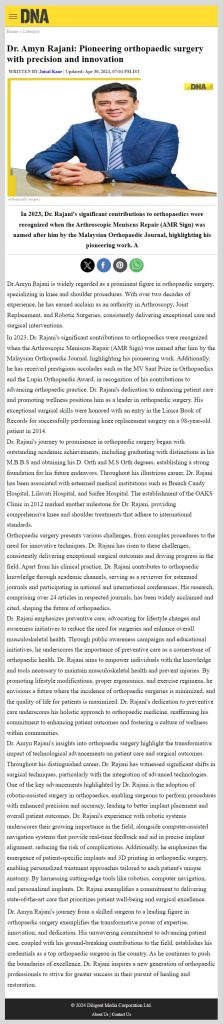 Dr. Amyn Rajani – Pioneering Orthopaedic Surgery with Precision and ...